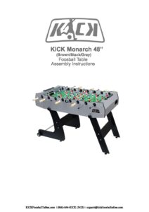 KICK Monarch 48 inch Foosball Table instruction manual | KICK Foosball ...